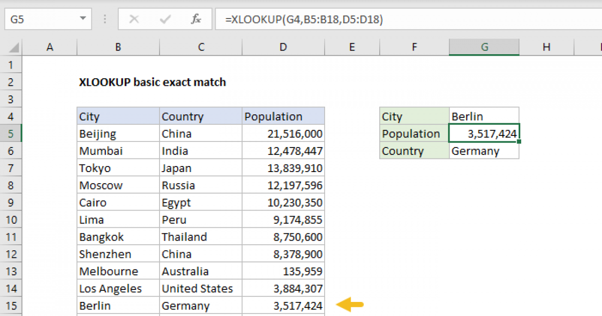 XLOOKUP Basic Exact Match Excel Formula Exceljet